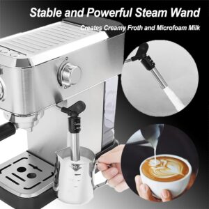 lecon chef Espresso Machine 15 Bar Coffee Machine With Steam Milk Frother Stainless Steel Coffee Maker 34oz Water Tank 1350W for Latte, Cappuccino