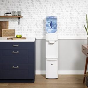 GE Top-Loading Hot and Cold Water Dispenser | 5 Gallon Water Cooler for Home or Office | 2 Temperature Settings | Taller 13" Dispenser Height | Freestanding with Child Safety Lock | White