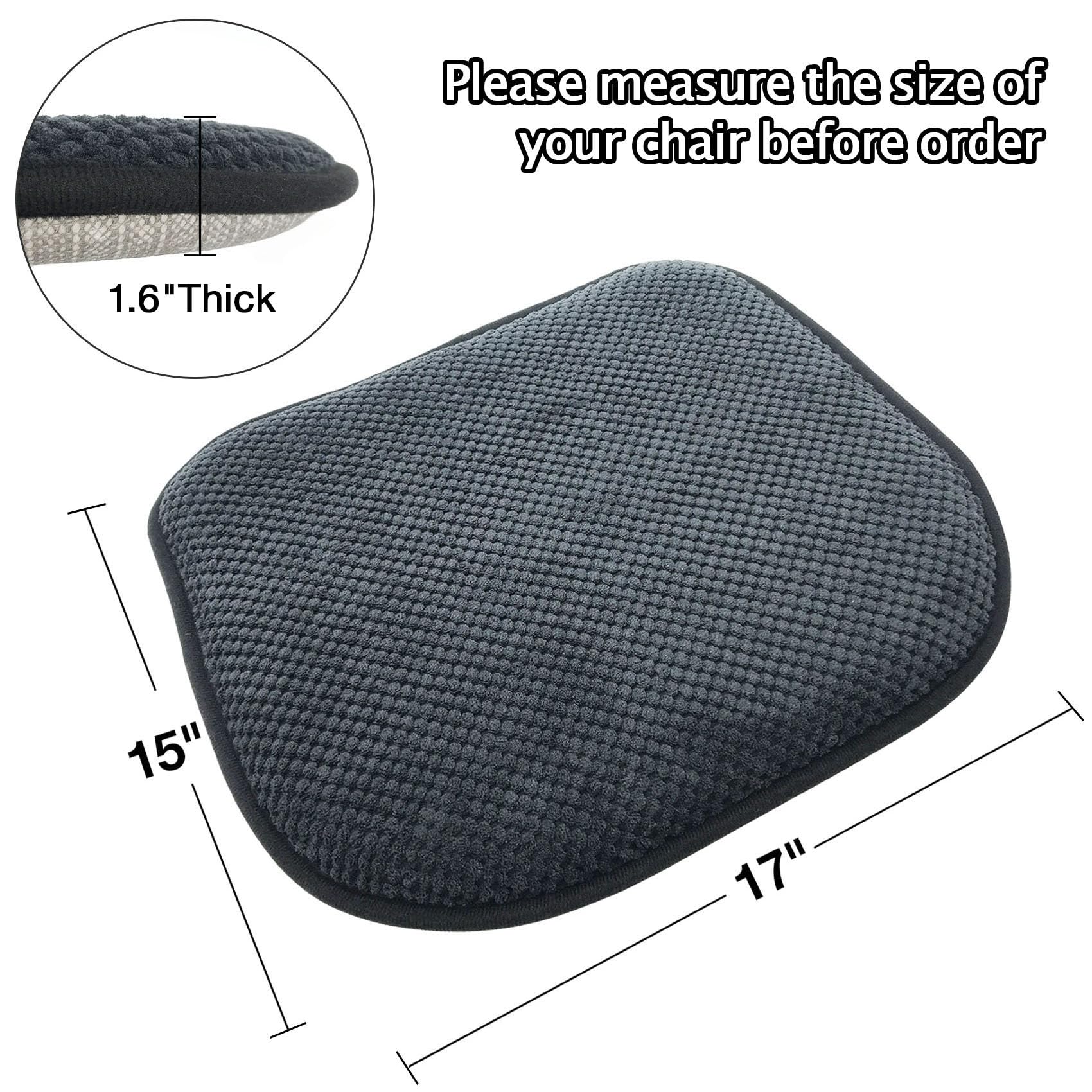 PAGGED Grey Foam Seat Cushions Kitchen Chairs Pads for Dining Chairs Non Slip Office Seat Cushions Washable U Shaped Soft Thick Large Metal Wooden Chair Cushions,17" x 15"