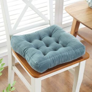 vctops velvet solid chair pad super soft plush washable square seat cushion for kitchen dining room (blue,18" x 18")