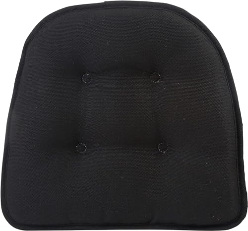 Klear Vu Omega Non-Slip Universal Chair Cushions for Dining Room, Kitchen and Office Use, U-Shaped Skid-Proof Seat Pad, 15x16 Inches 2 Pack Solid Midnight Black 2 Count