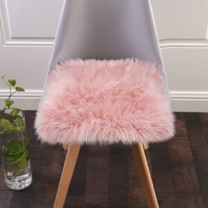 softlife pink faux fur sheepskin chair cover seat cushion pad super soft area rugs for living bedroom sofa (1.6ft x 1.6ft)