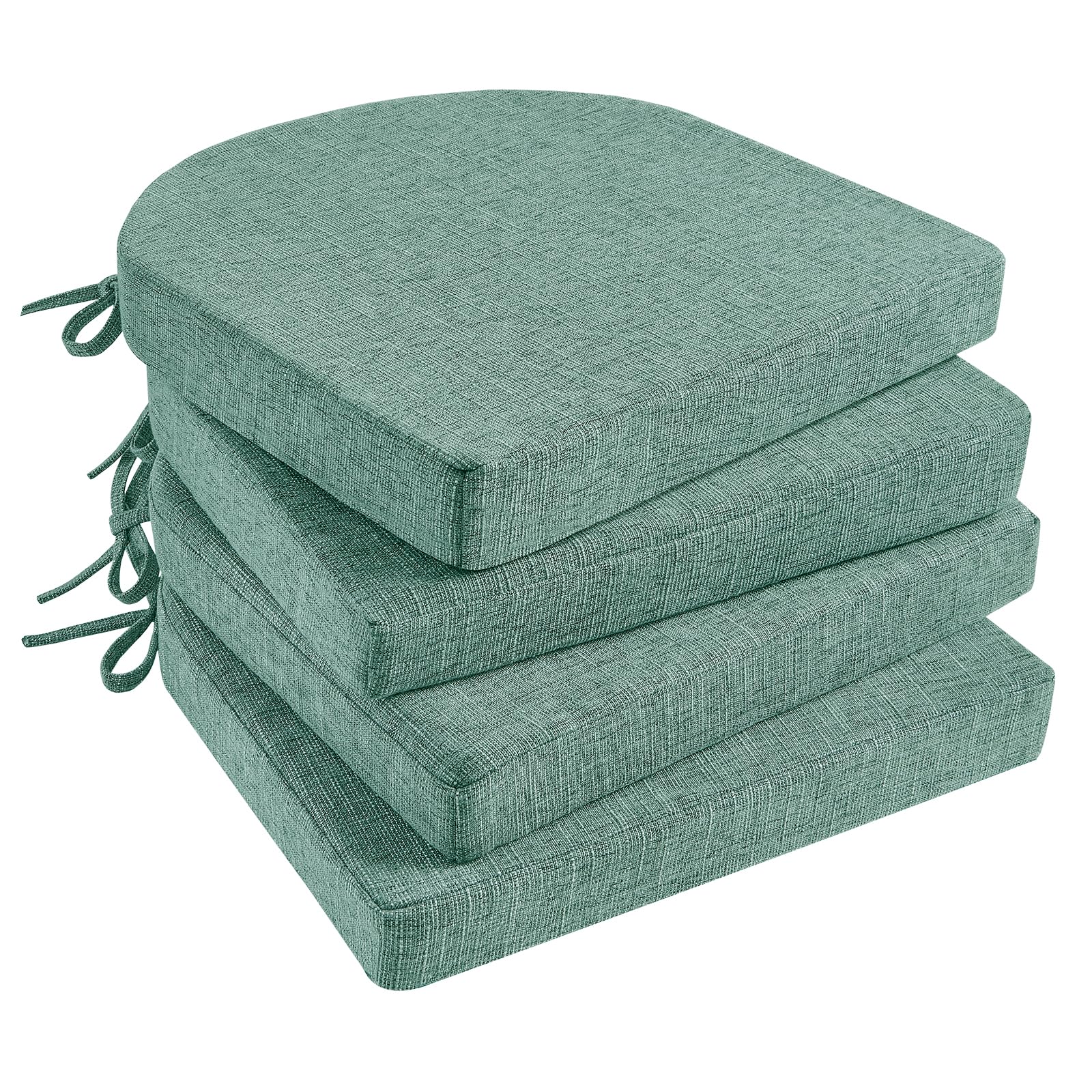 Basic Beyond Chair Cushions for Dining Chairs 4 Pack, Memory Foam Chair Cushion with Ties and Non Slip Backing, 16 x 16 inches Chair Pads for Dining Chairs(Green)