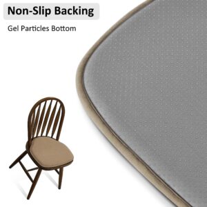 Shinnwa Windsor Chair Cushions Farmhouse Seat Cushion for Kitchen Chairs Brown Non Slip Chair Pads for Dining Room with Foam Padding and Textured Cover 4 Pack (17 x 15.5 Inches)