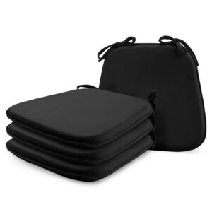 lovtex chair cushions for dining chairs, kitchen chair cushions set of 4, chair pads for dining chairs with ties, 17"x16"x1.5" seat cushions for kitchen chairs, black