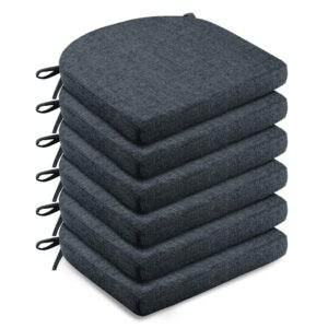 lovtex chair cushions for dining chairs 6 pack - memory foam chair pads with ties and non-slip backing - seat cushion for kitchen chair 16x16x2, navy