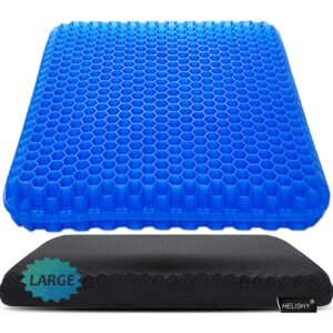 gel seat cushion, large cooling gel cushion breathable honeycomb chair pads gel cushion with non-slip cover for home office chair car seat wheelchair absorbs body pressure points, as seen on tv