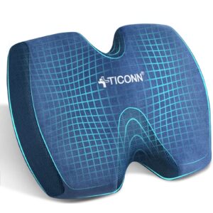 ticonn memory foam seat cushion, office chair cushion butt pillow for long sitting (blue)