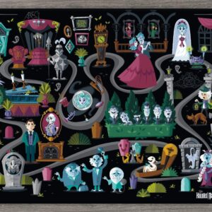 Trends International Disney Haunted Mansion - Map Wall Poster, 14.72" x 22.37", Barnwood Framed Version