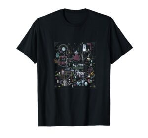 the haunted mansion ride animated map overview t-shirt