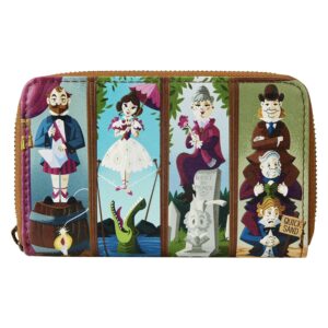 loungefly disney haunted mansion stretching room portraits faux leather zip-around wallet