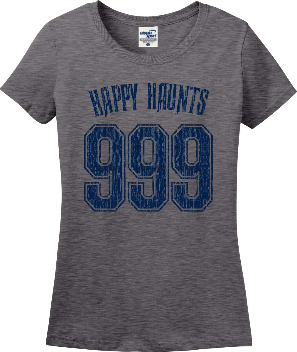 Utopia Sport Happy Haunts 999 Haunted Mansion Jersey Ladies T-Shirt (S-3X) (Ladies Medium, Graphite Heather)