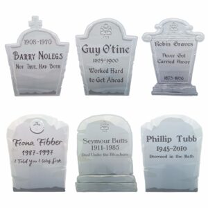 set of 6 halloween signs | weatherproof signs | indoor, outdoor decoration | ideal for haunted houses, theater props, lawn art | tombstone set