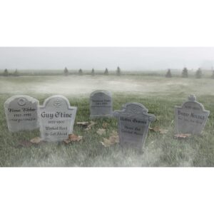 Set of 6 Halloween Signs | Weatherproof Signs | Indoor, Outdoor Decoration | Ideal for Haunted Houses, Theater Props, Lawn Art | Tombstone Set