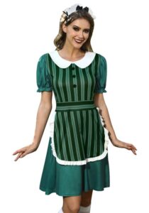 maisolly halloween women's short sleeve maid haunted mansion castmember cosplay party costume outfit l