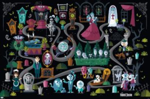 trends international disney haunted mansion - map wall poster, 22.37" x 34.00", premium unframed version