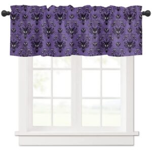 bestlives halloween curtain valance for windows haunted mansion ghost purple rod pocket valance window treatments 1 panel short curtains for kitchen windows bathroom 54 x 18 inch