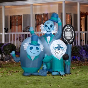 Gemmy Airblown Haunted Mansion Beware of Ghosts Scene Disney, 6 ft Tall, Blue