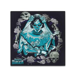 disney haunted mansion bride and skull wreath wood wall decor - spooky haunted mansion sign for halloween decor