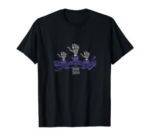 the haunted mansion beware hitchhiking ghosts retro logo t-shirt