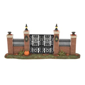 department 56 snow village halloween accessories disneyland the haunted mansion gate figurine, 4.75 inch, multicolor