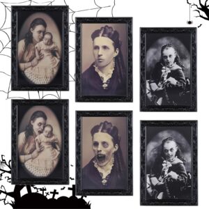 tesony 3pcs horror halloween wall decorations 3d face-changing portrait, haunted mansion house picture frame,spooky decor for scary party decor 15 * 10'