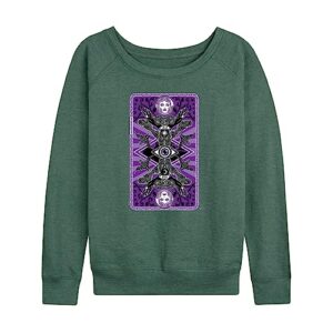 disney - the haunted mansion - haunted mansion tarot card - women's lightweight french terry pullover - size 2 x-large