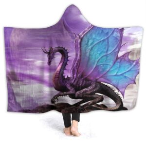 wsrgvab dragon fantasy purple hoodie blanket wearable throw blankets for couch blanket hooded for kids teens men women