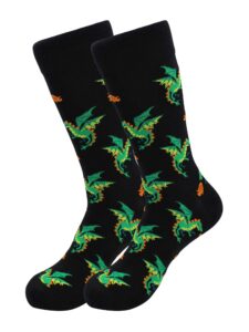 real sic casual designer socks for men and women - exotic animal series - breathable and lightwear cotton (dragon)