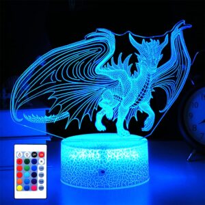 kymellie dragon night light dragon led decor lamp for kid’s room, dragon toys touch with remote control/16 colors timing function, dragon gifts are suitable for boys/girls birthday & xmas holiday