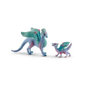 schleich bayala toys and figurines - flying flower mother and small baby dragon, action figure kid toys and dolls, girls and boys ages 5 and above , 2 piece set