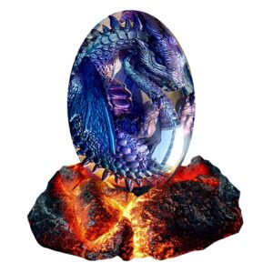 acocofe dragons egg, lava dragon egg with luminous base, handmade sculpture dragon eggs resin ornaments, gift for the holidays, christmas, birthdays, graduation, back to school (purple with base)