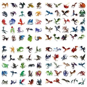 100Pcs Dragons Stickers for Laptops,Cartoon Pterosaur Vinyl Sticker for Kids Teens Adults,Cute Western Dragon House Waterproof Gift Sticker for Water Bottle Skateboard Phone Guitar Decals