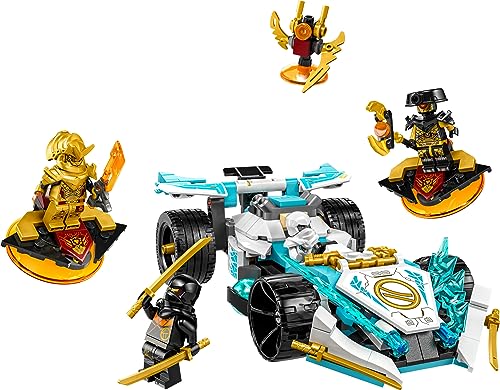 LEGO NINJAGO Zane’s Dragon Power Spinjitzu Race Car 71791 Building Toy Set, Features a Ninja Car, 2 Hover Flyers, Dragon Toy, and 4 Minifigures, Gift for Kids Aged 7+