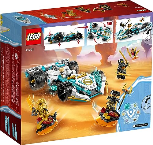 LEGO NINJAGO Zane’s Dragon Power Spinjitzu Race Car 71791 Building Toy Set, Features a Ninja Car, 2 Hover Flyers, Dragon Toy, and 4 Minifigures, Gift for Kids Aged 7+