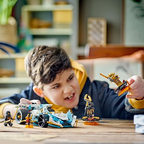 LEGO NINJAGO Zane’s Dragon Power Spinjitzu Race Car 71791 Building Toy Set, Features a Ninja Car, 2 Hover Flyers, Dragon Toy, and 4 Minifigures, Gift for Kids Aged 7+