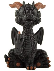 baby black dragon raising middle finger funny figurine - home décor art housewarming gift, new home gift ideas for women men friends, new apartment gift ideas decor, unique housewarming gifts