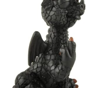 Baby Black Dragon Raising Middle Finger Funny Figurine - Home Décor Art Housewarming Gift, New Home Gift Ideas for Women Men Friends, New Apartment Gift Ideas Decor, Unique Housewarming Gifts