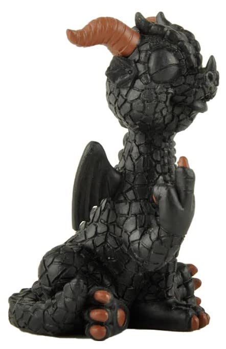 Baby Black Dragon Raising Middle Finger Funny Figurine - Home Décor Art Housewarming Gift, New Home Gift Ideas for Women Men Friends, New Apartment Gift Ideas Decor, Unique Housewarming Gifts