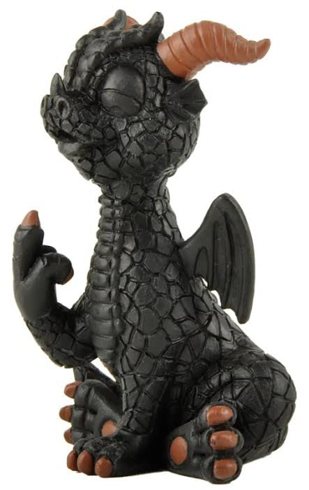 Baby Black Dragon Raising Middle Finger Funny Figurine - Home Décor Art Housewarming Gift, New Home Gift Ideas for Women Men Friends, New Apartment Gift Ideas Decor, Unique Housewarming Gifts