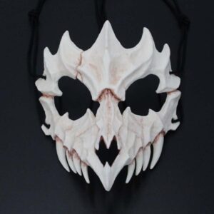 bulex halloween japanese half mask - tiger mask,ye dragon god black bone masks, resin skull scary horror ninja mask costume props, 5.7*11.8 inch