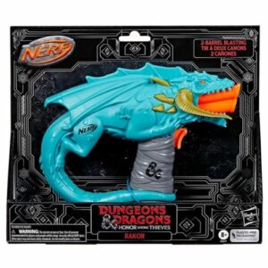 nerf dungeons & dragons rakor blaster, 4 elite 2.0 darts, kids outdoor games, d&d blaster toys for ages 8 & up