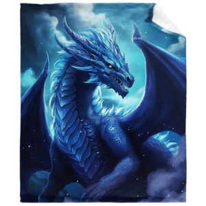 blue dragon throw blanket dragon blanket gifts for dragon lovers soft flannel blanket gifts for boys girls woman man blue dragon blanket for living room sofa decor 40"x50"for kids/children