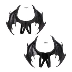 Yinrunx Dragon Cosplay Costumes,Props Wing And Tail Children's Halloween Dress Up Clothes Party Decorations Set (Black Dragon Costume)