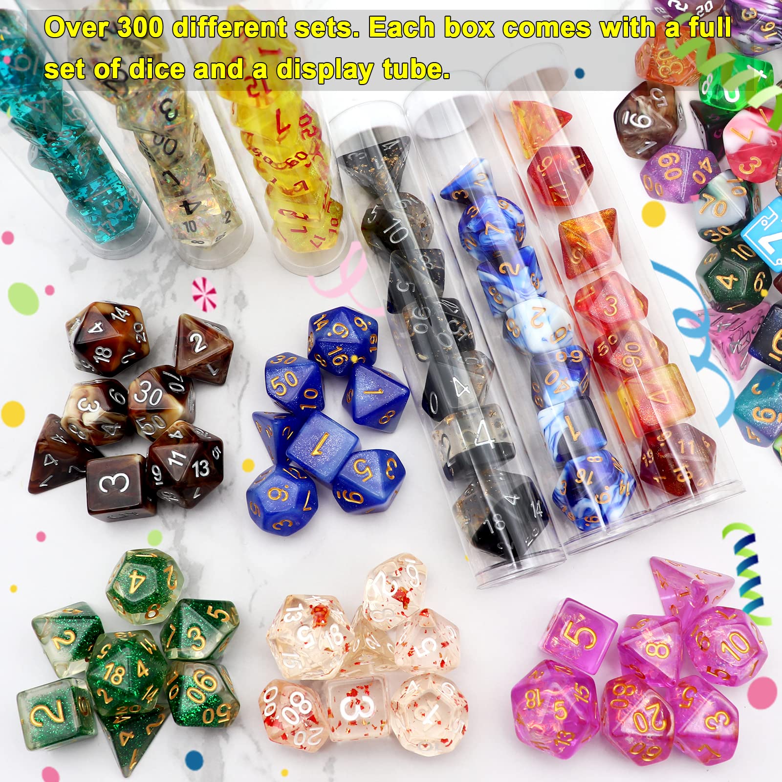 Haxtec Mystery DND Dice Set Random Style 7PC Polyhederal Dice Set with Dice Display Case Dungeons and Dragons Dice Blind Box DND Gifts