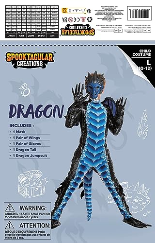 Spooktacular Creations Halloween Kids Boys Black and Blue Dragon costume, Dragon Wings and Mask for Halloween Parties, Cosplay-S(5-7yr)