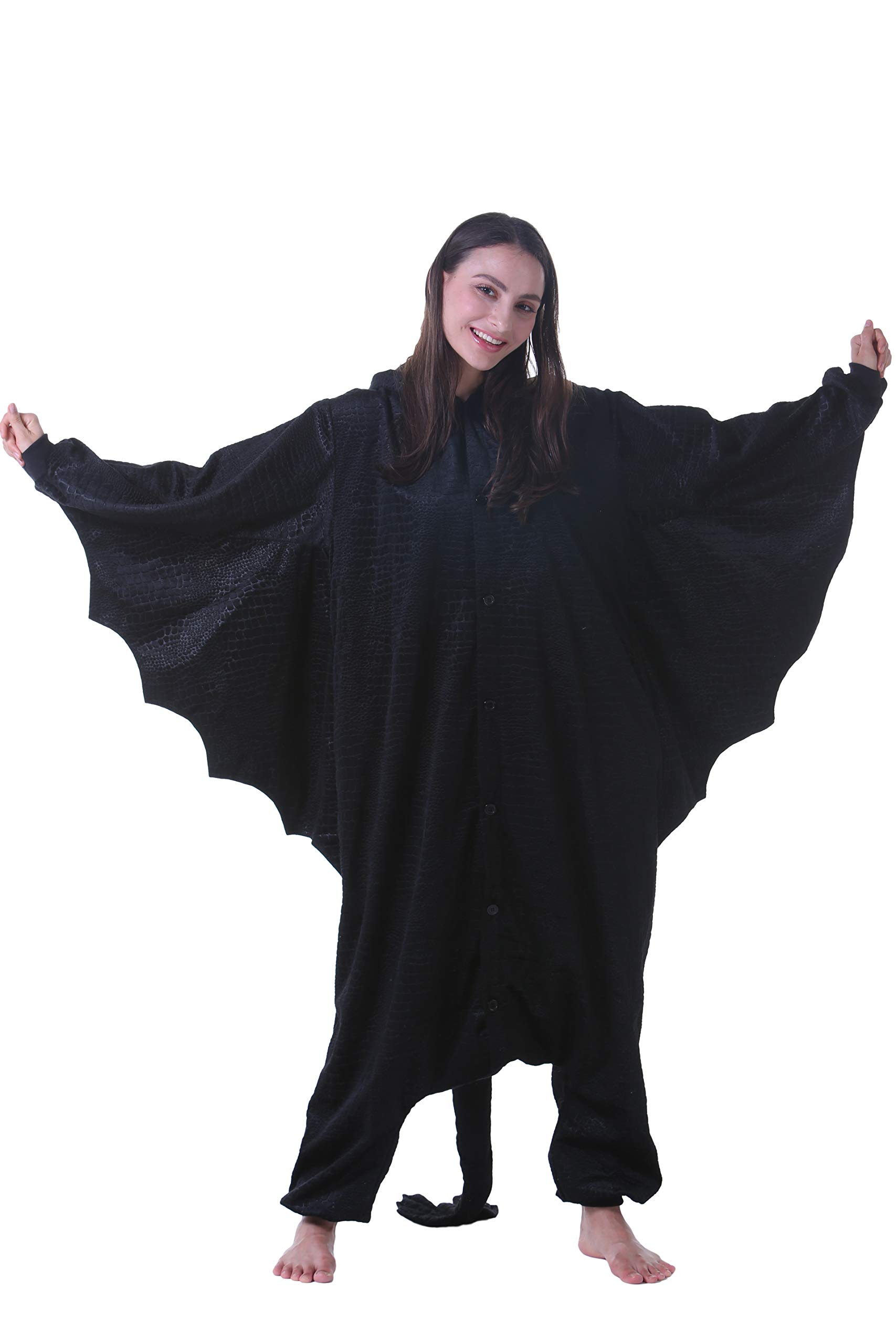 DarkCom Unisex Adult Animal Halloween Costume Cosplay Black Dragon Onesie One Piece Christmas Pajamas Sleepwear X-Large