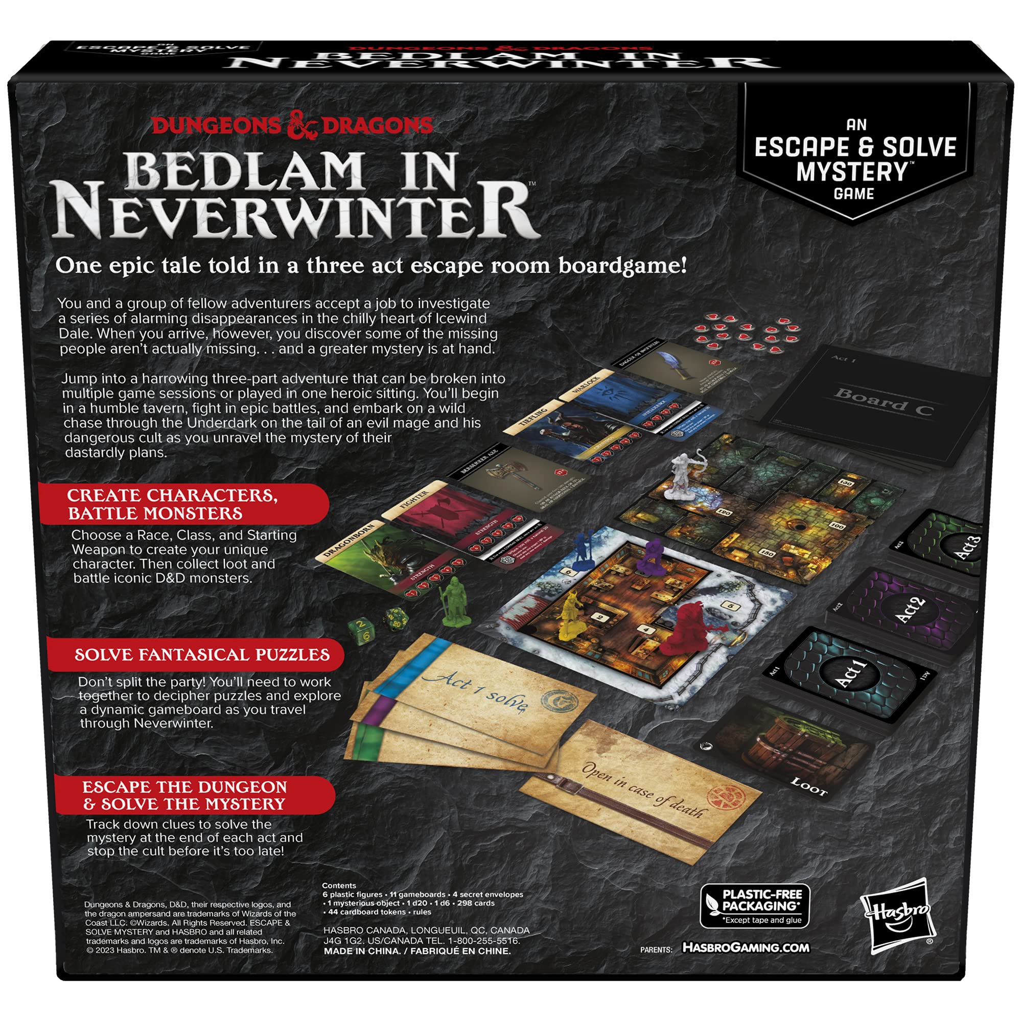 Hasbro Gaming Dungeons & Dragons: Bedlam in Neverwinter Board Game, Escape Room, Cooperative Strategy Games for Ages 12+, 2-6 Players, 3 Acts Approx. 90 Mins Each