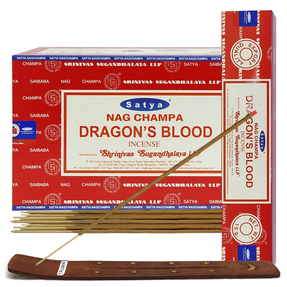 Dragon's Blood Incense Sticks and Incense Stick Holder Bundle Insence Insense Satya Incense