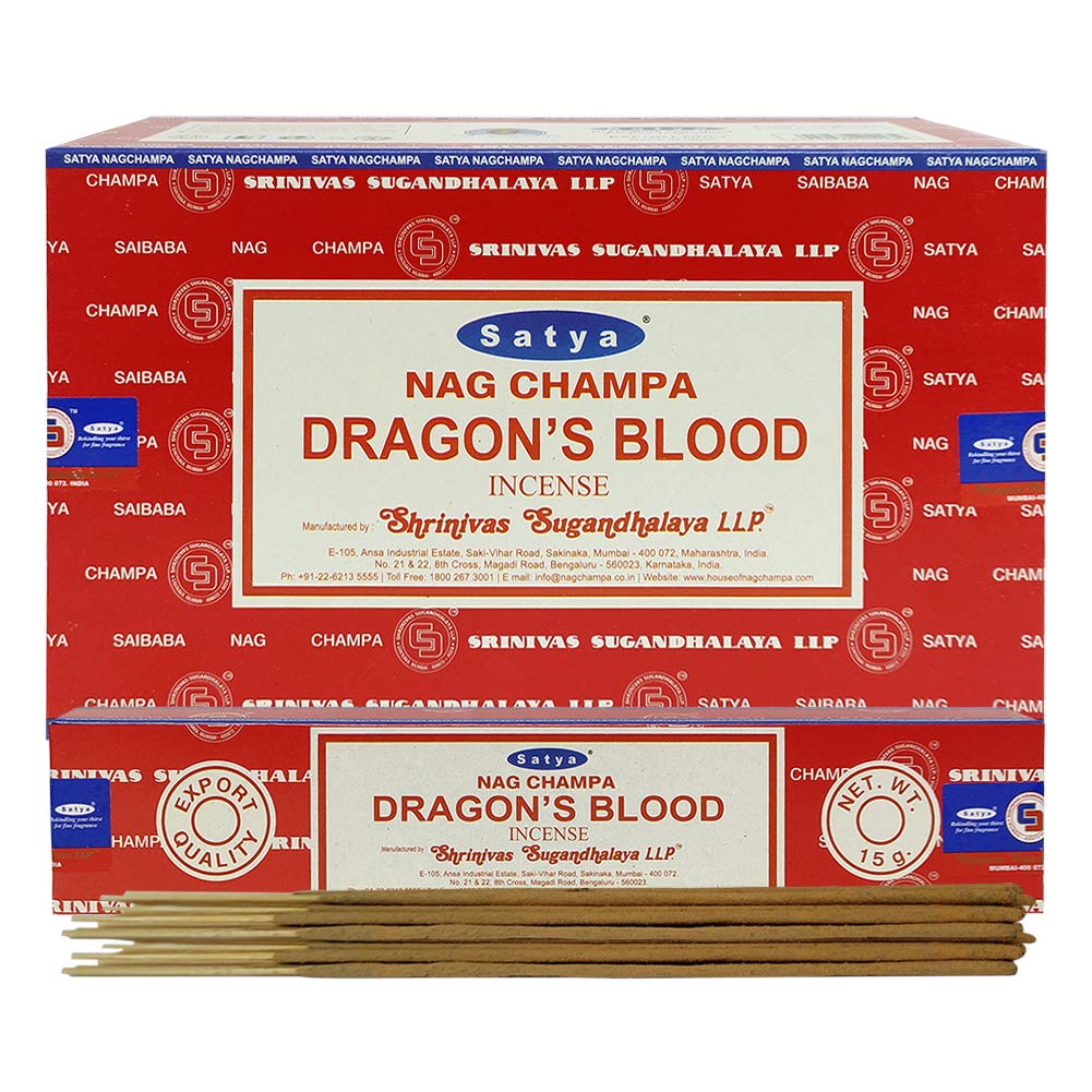 Dragon's Blood Incense Sticks and Incense Stick Holder Bundle Insence Insense Satya Incense